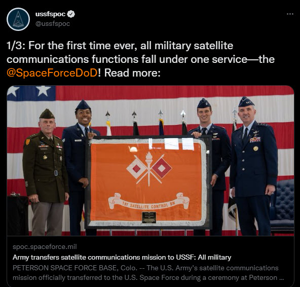 Space Force has just taken over all military satellite communications ...