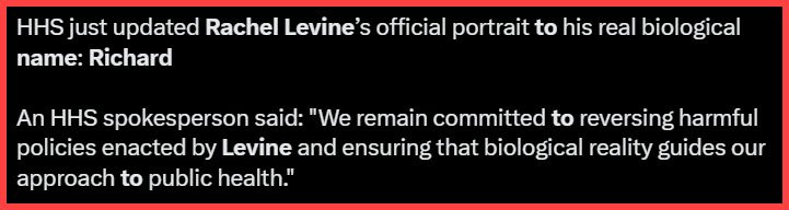 Finally, common sense is making its way back > Rachel Levine’s name ...